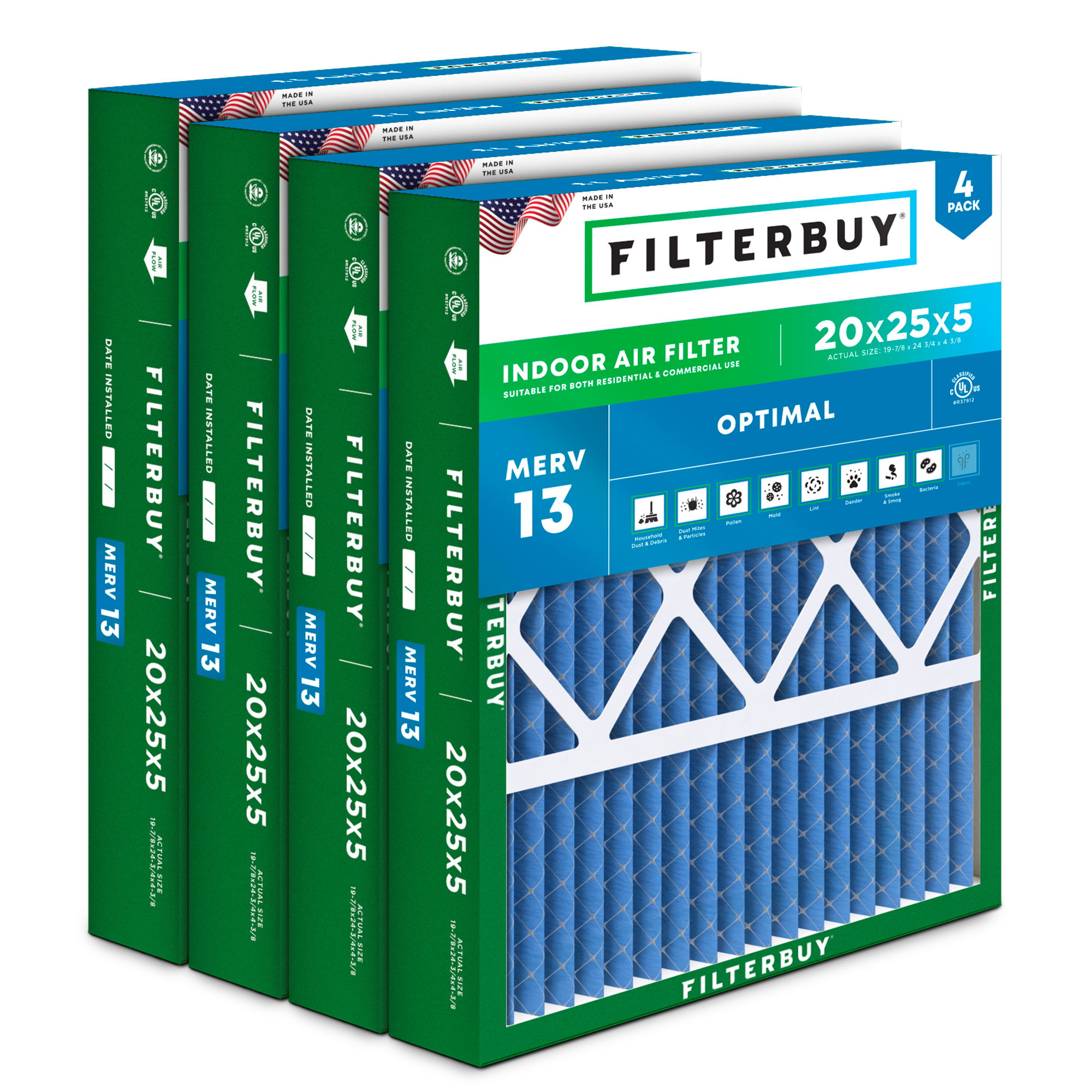 MERV 13 Replacement for Lennox 20x25x5 (19.88x24.75x4.38)